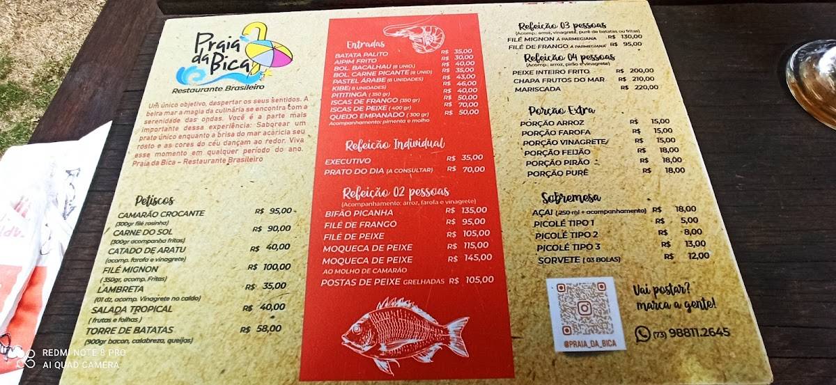 Menu em Praia da Bica Restaurante Brasileiro, Brasil