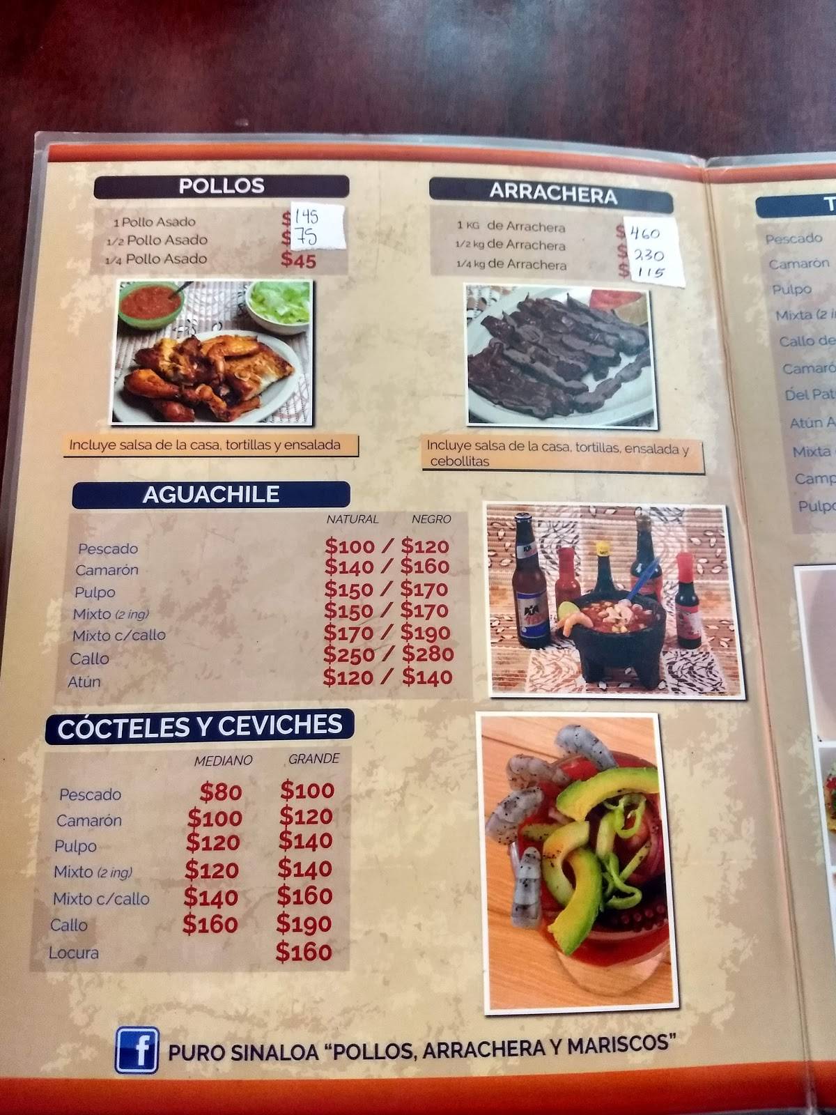 Carta del restaurante Puro Sinaloa, Ciudad del México, Erasmo