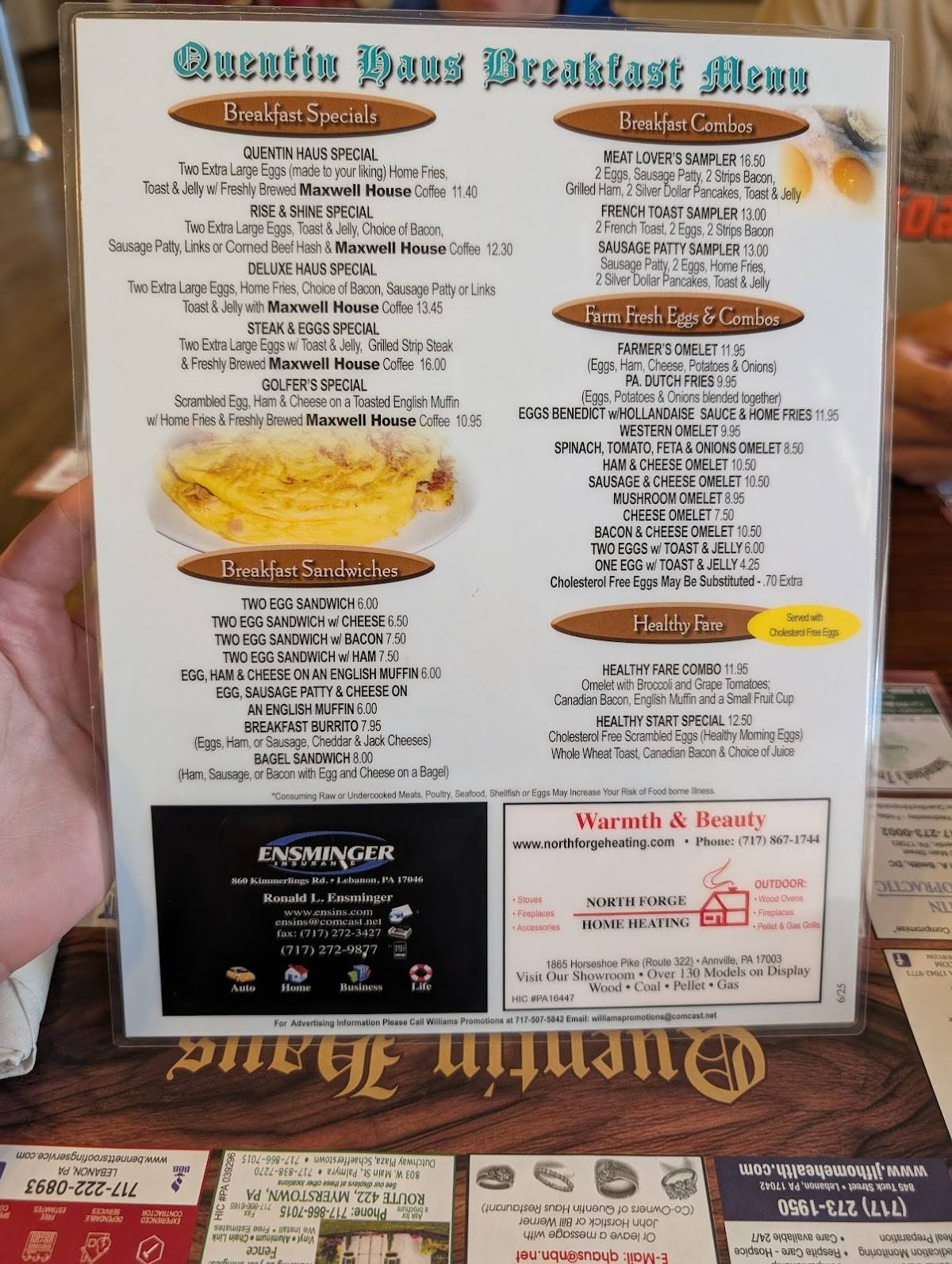 Menu at Quentin Haus restaurant, Quentin, PA-72