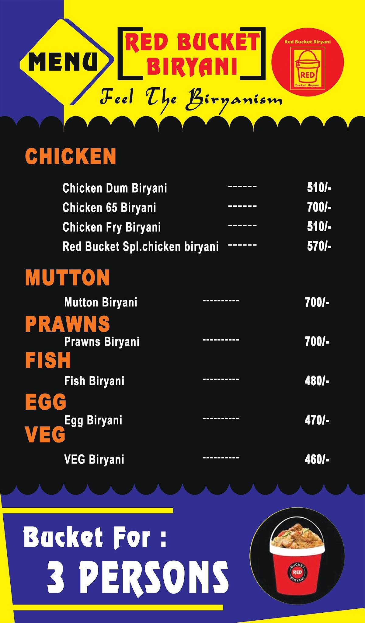 Menu at Red Bucket Biryani Siddipet, Siddipet