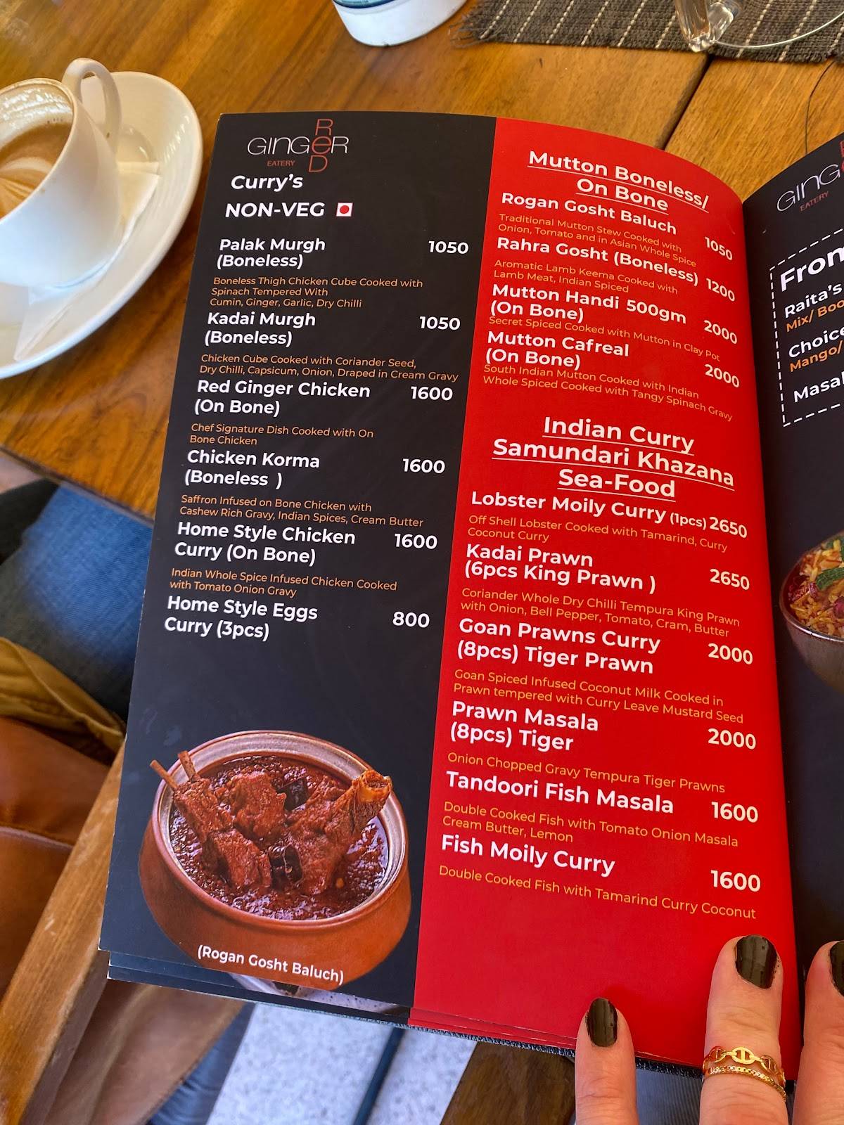 Menu at Red Ginger restaurant, Nairobi