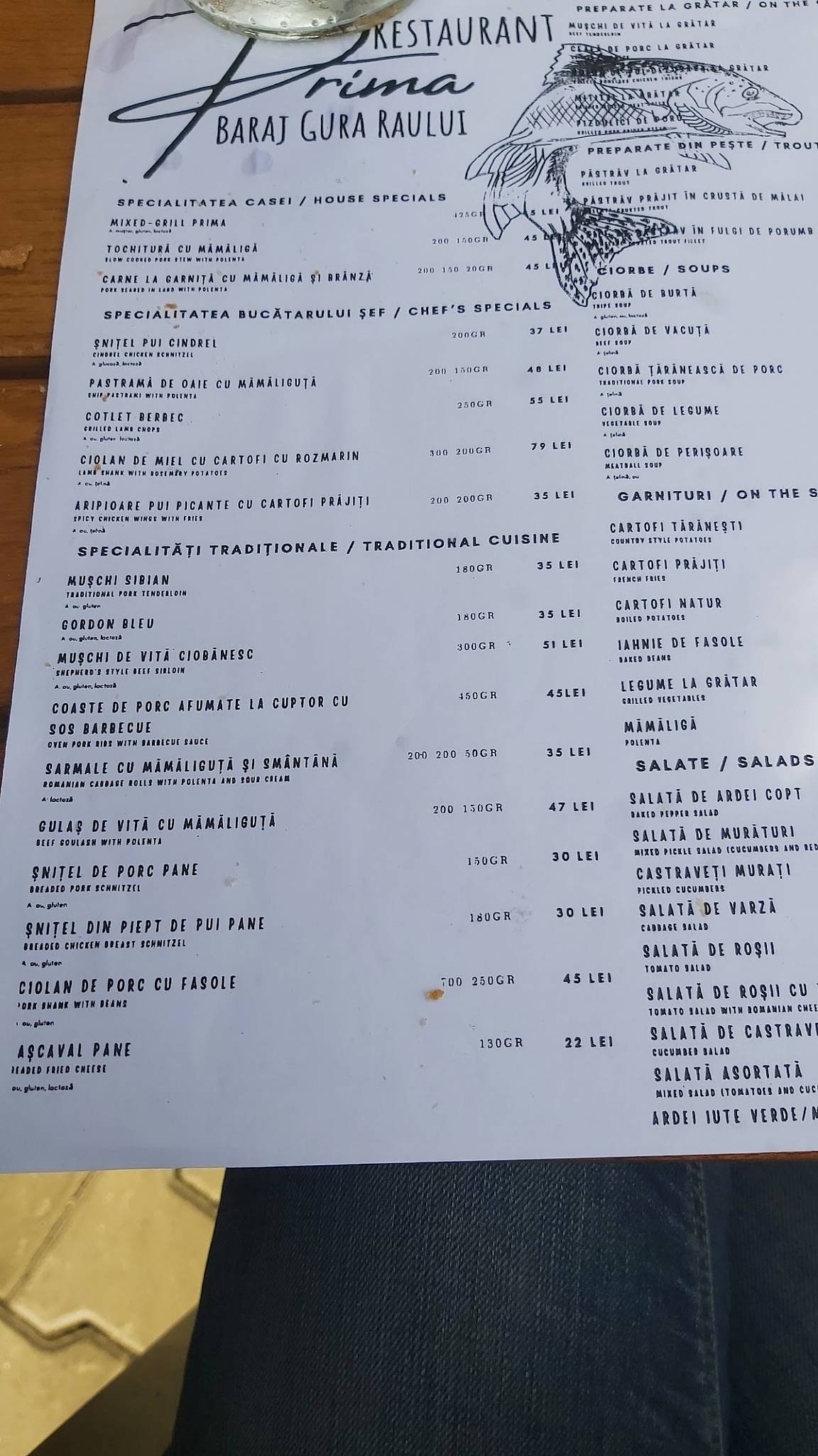 Menu at Restaurant Prima, Romania, Strada Principală 390