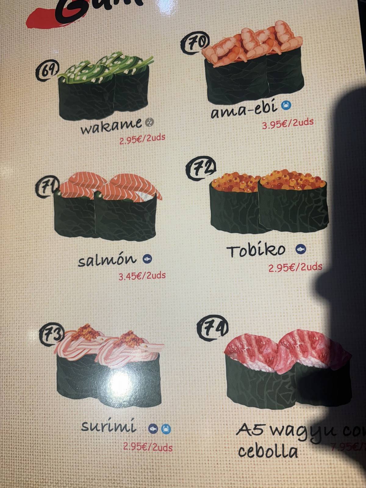 Menu at Restaurante Sankai, Valencia