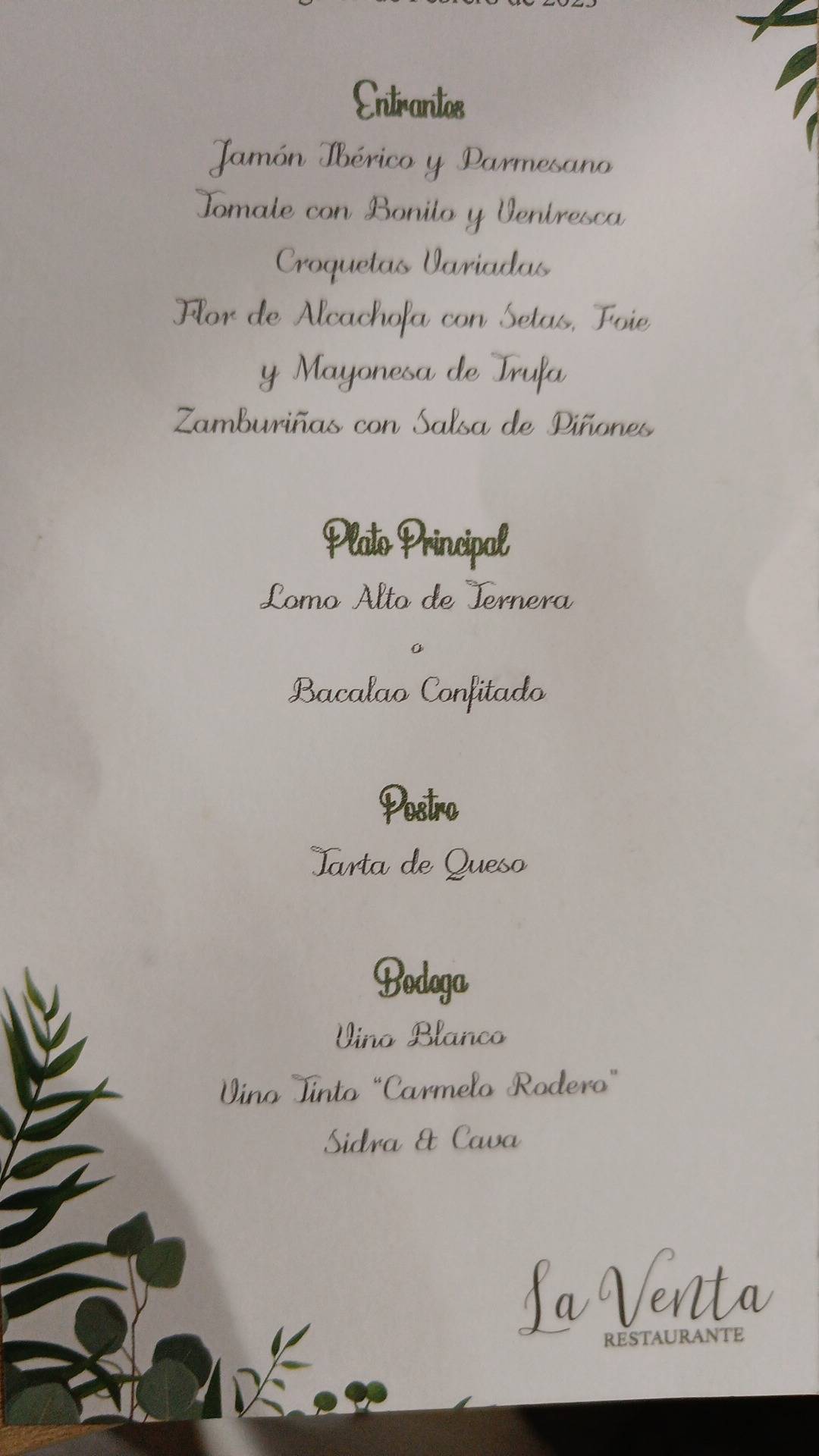 Carta de Restaurante Venta la Rata, Totana, Carretera de la Santa Aledo