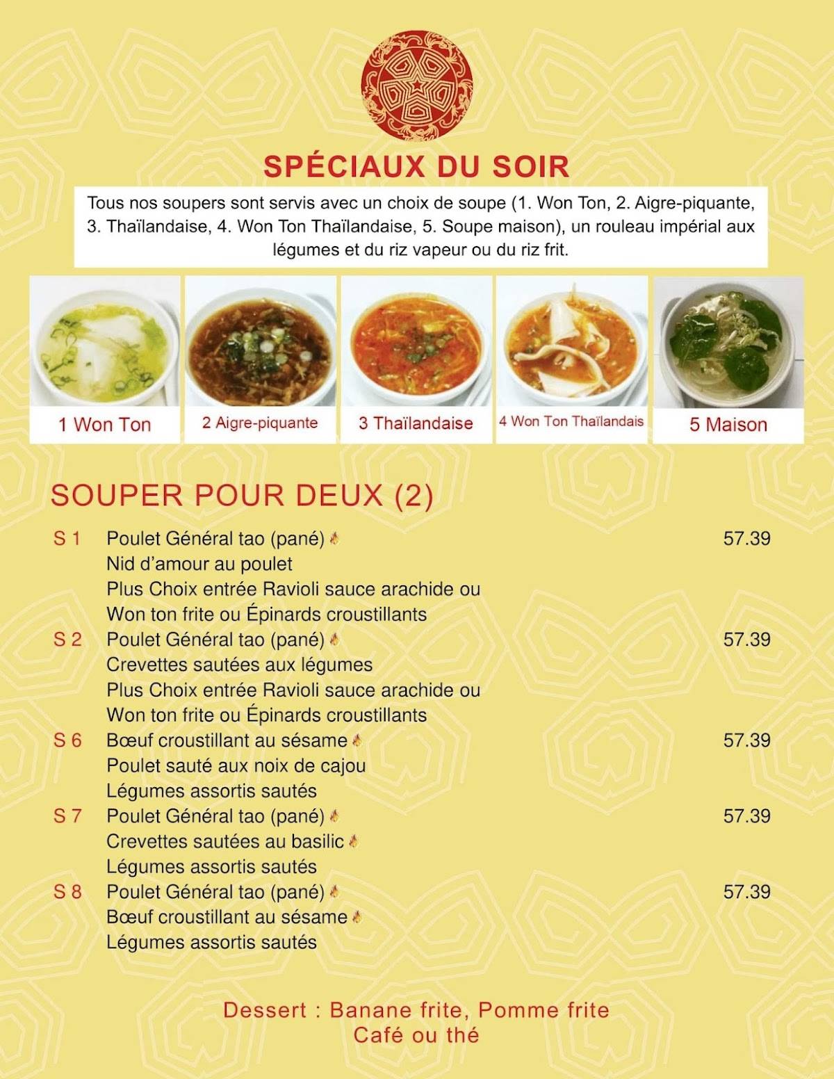 Menu au Resto Etoile D'Orient restaurant, Saint-Hyacinthe