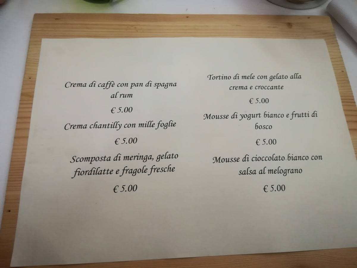 Menu at Ristorante La Buca, Soci, Piazza Garibaldi