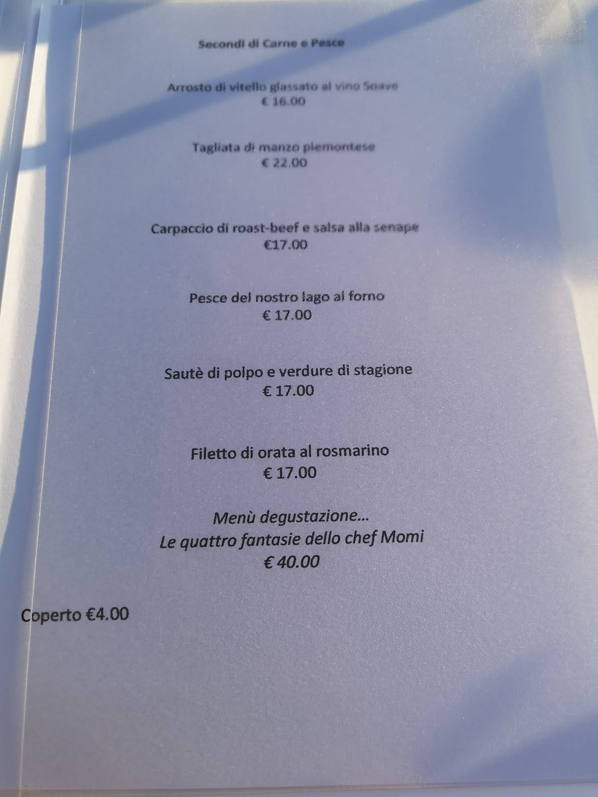Menu at Ristorante Momi, Blevio