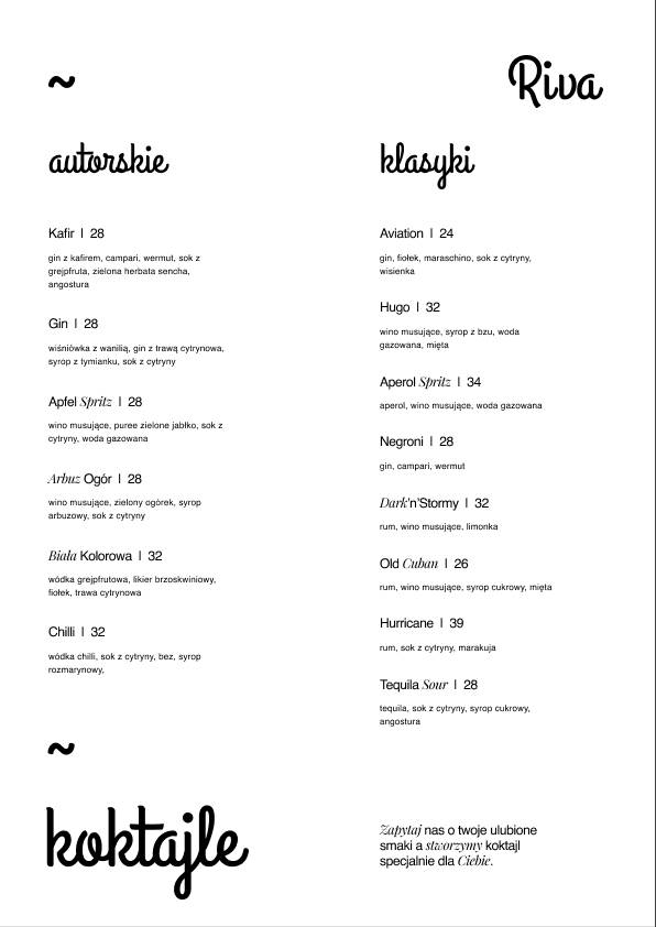 Menu at Riva Beach Bar & Restaurant, Miedzyzdroje