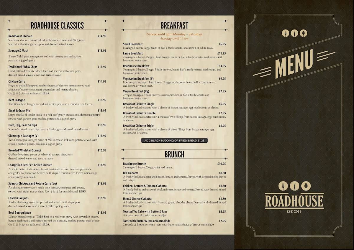 Menu at Roadhouse Whitland restaurant, Whitland, Abbey Road