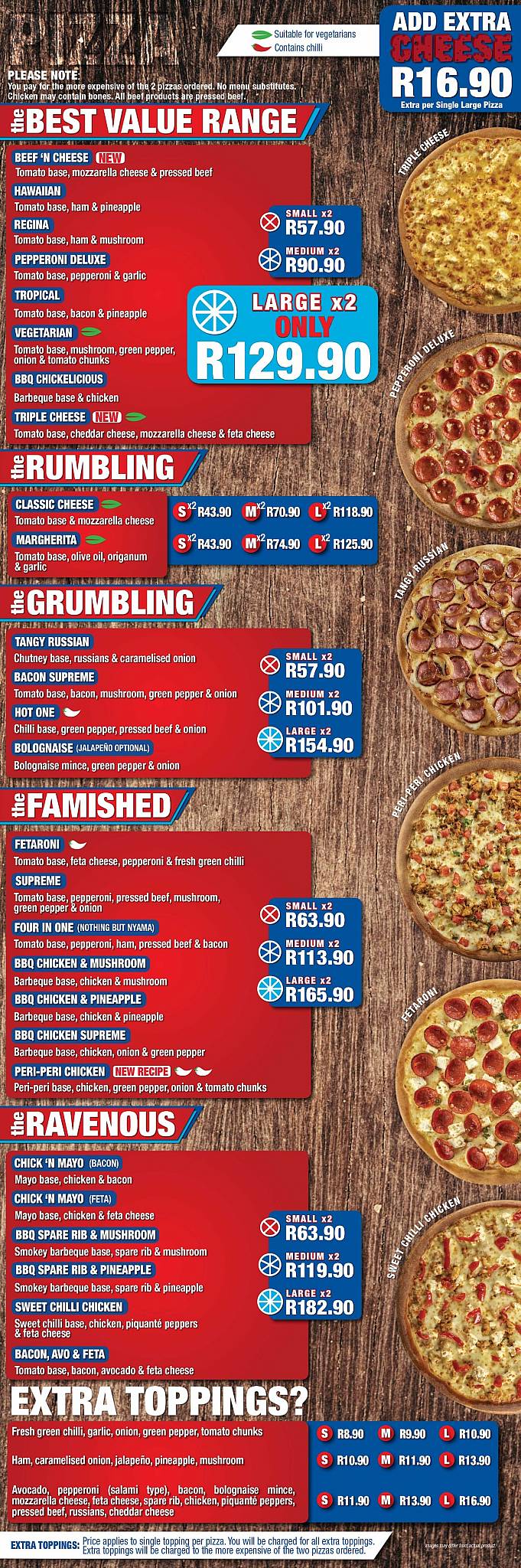 Menu au Roman's Pizza Moruleng Mall restaurant, Moruleng