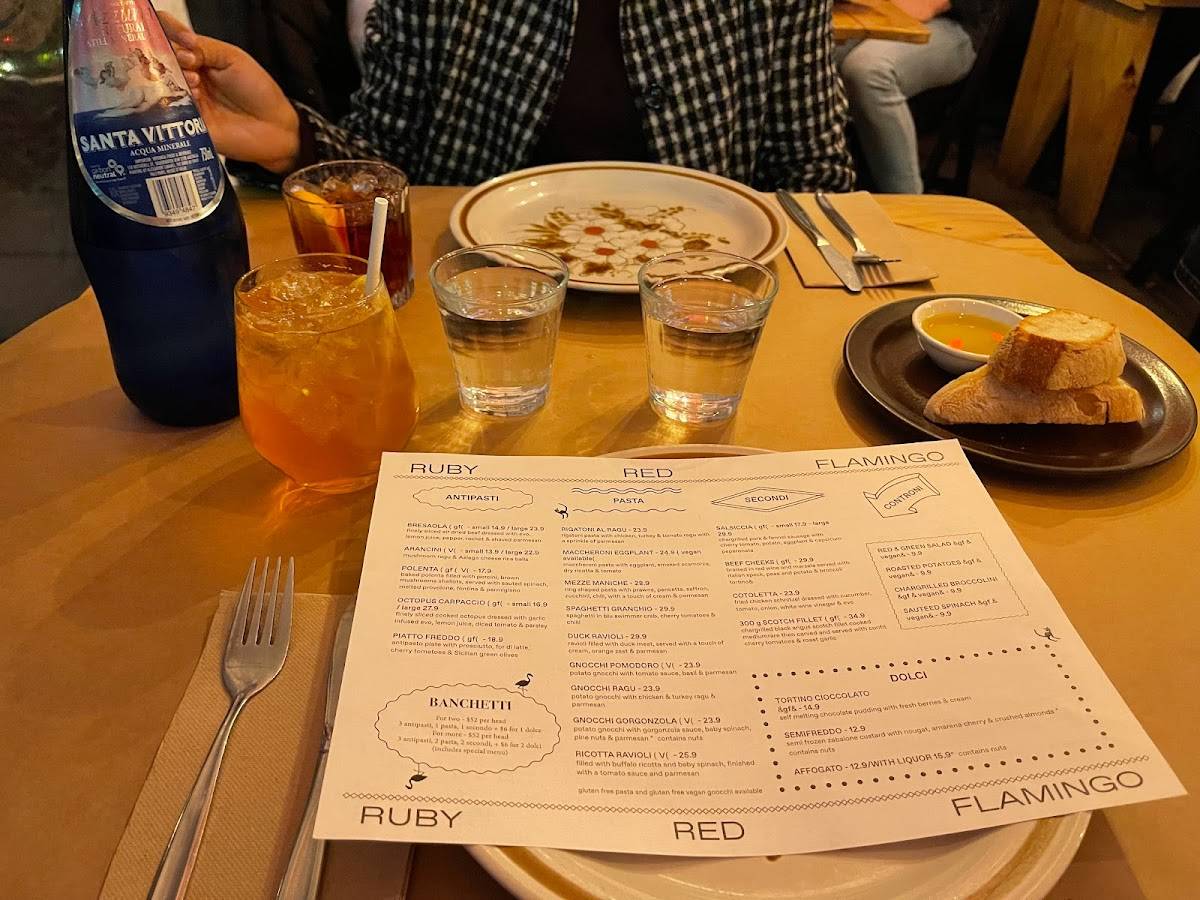 Menu at Ruby Red Flamingo restaurant, North Adelaide