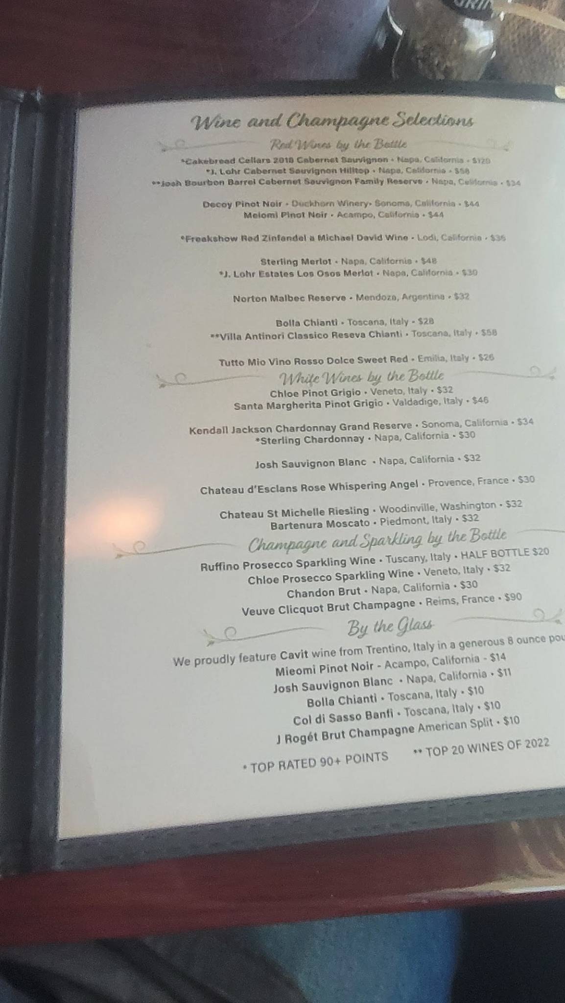 Menu at Rucci's Italian Kitchen & Grille restaurant, White Plains