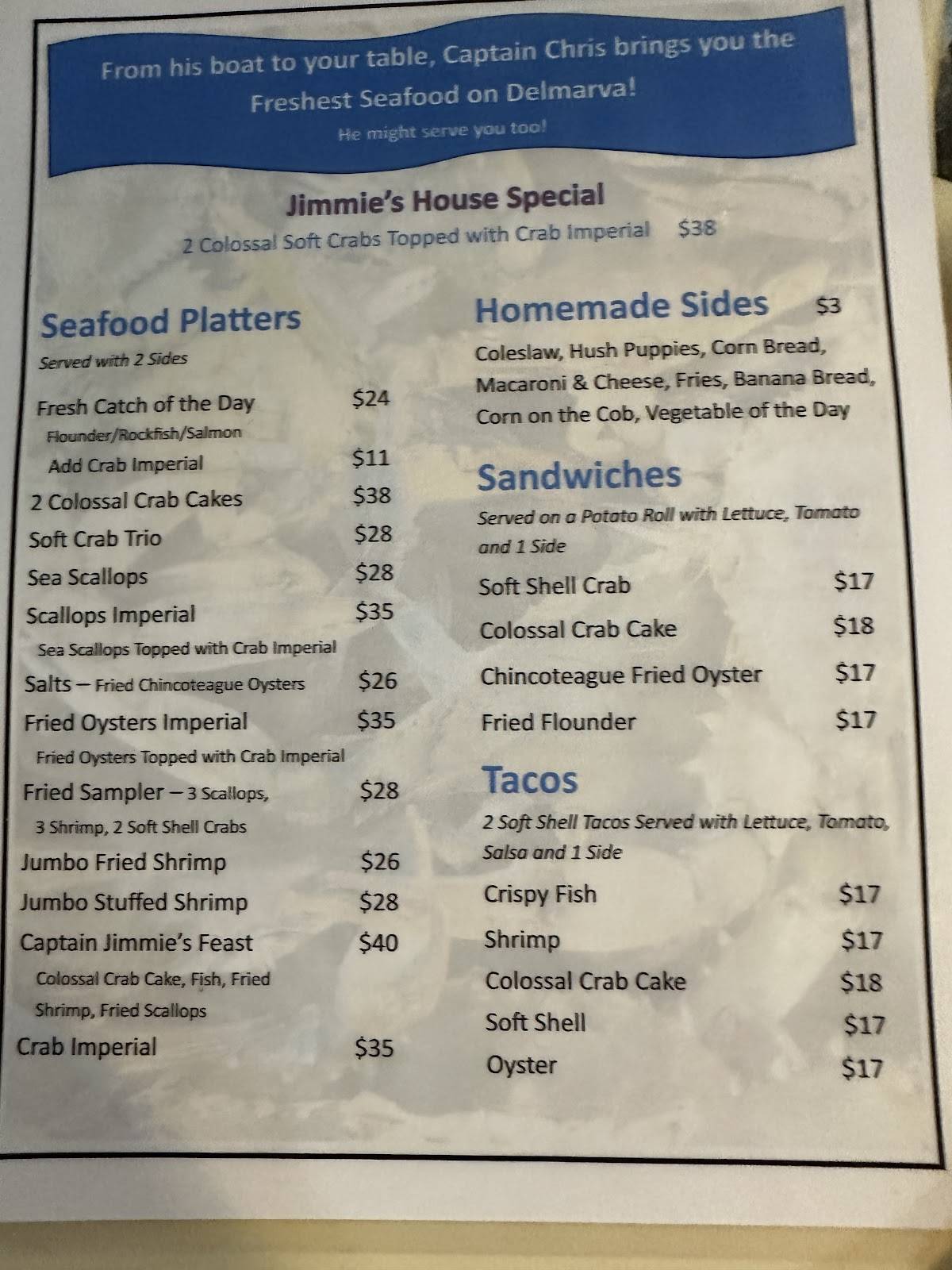 Menu at Rusty Jimmies Seafood Market & Eatery restaurant, Fenwick Island