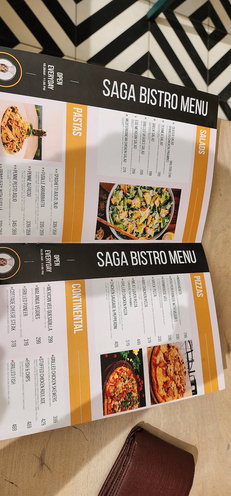 Menu at SAGA BISTRO, Hyderabad