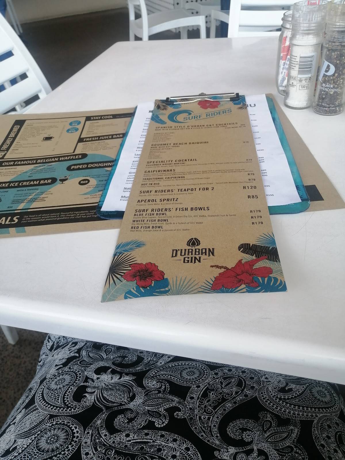 Menu at SURF RIDERS SOUTH BEACH @ BEACHFRONT restaurant, Durban