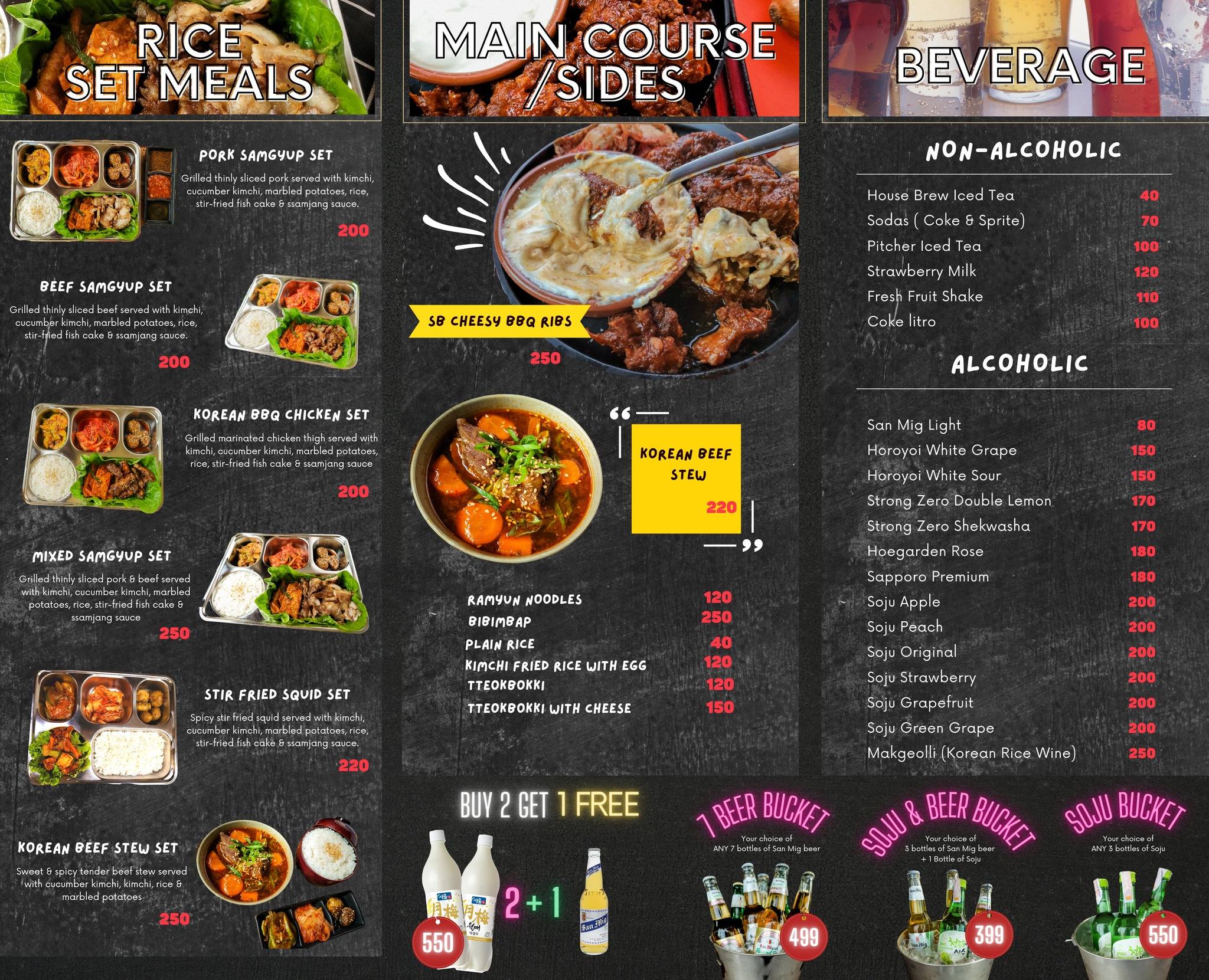 Carta del restaurante Samgyup Bay, Puerto Princesa