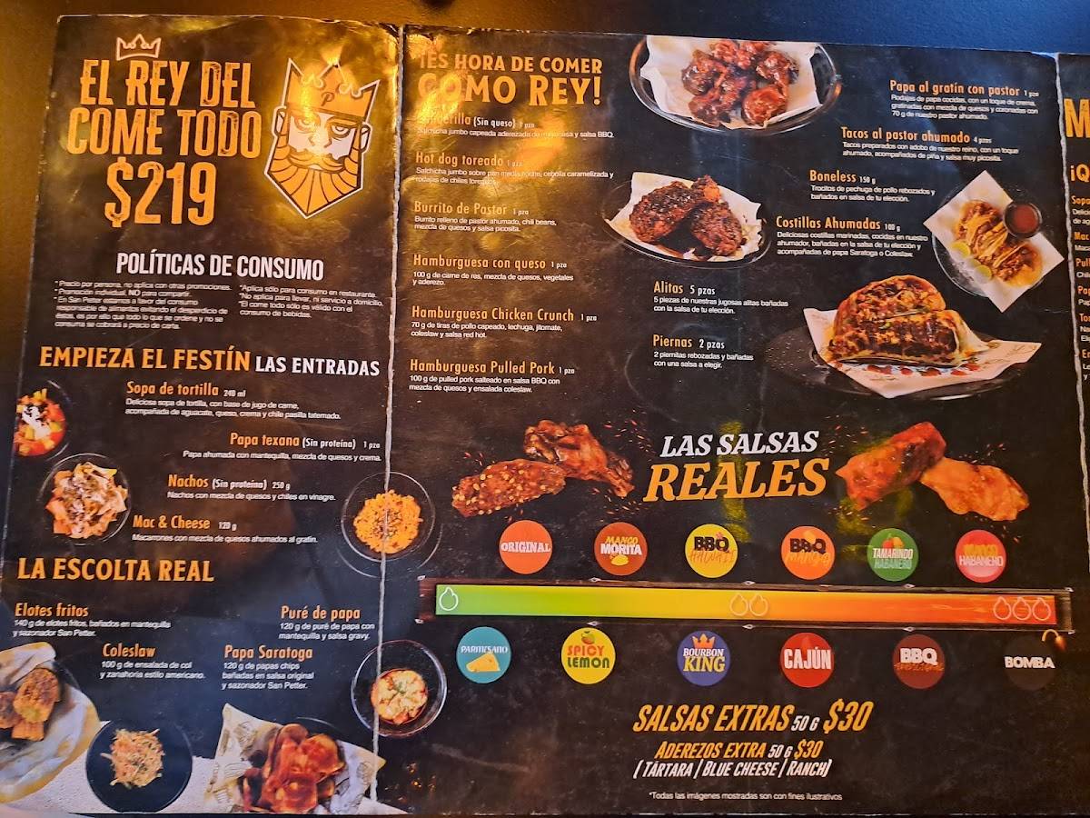 Menu at San Petter Ecatepec restaurant, Mexico City