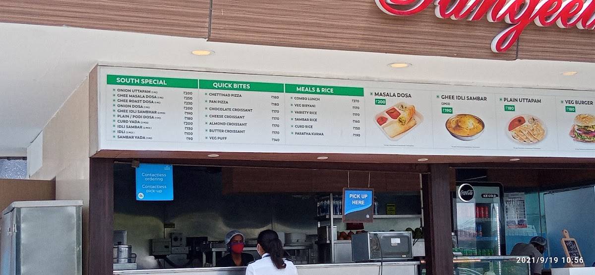 Menu at Sangeetha Veg, Chennai, X5M8+2CJ