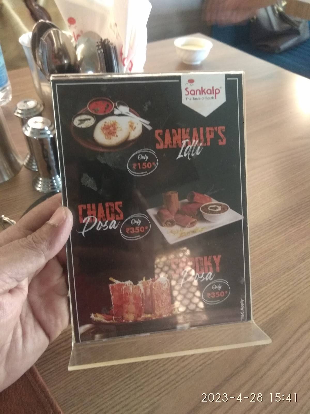 Menu at Sankalp-Taste of South, Dehradun