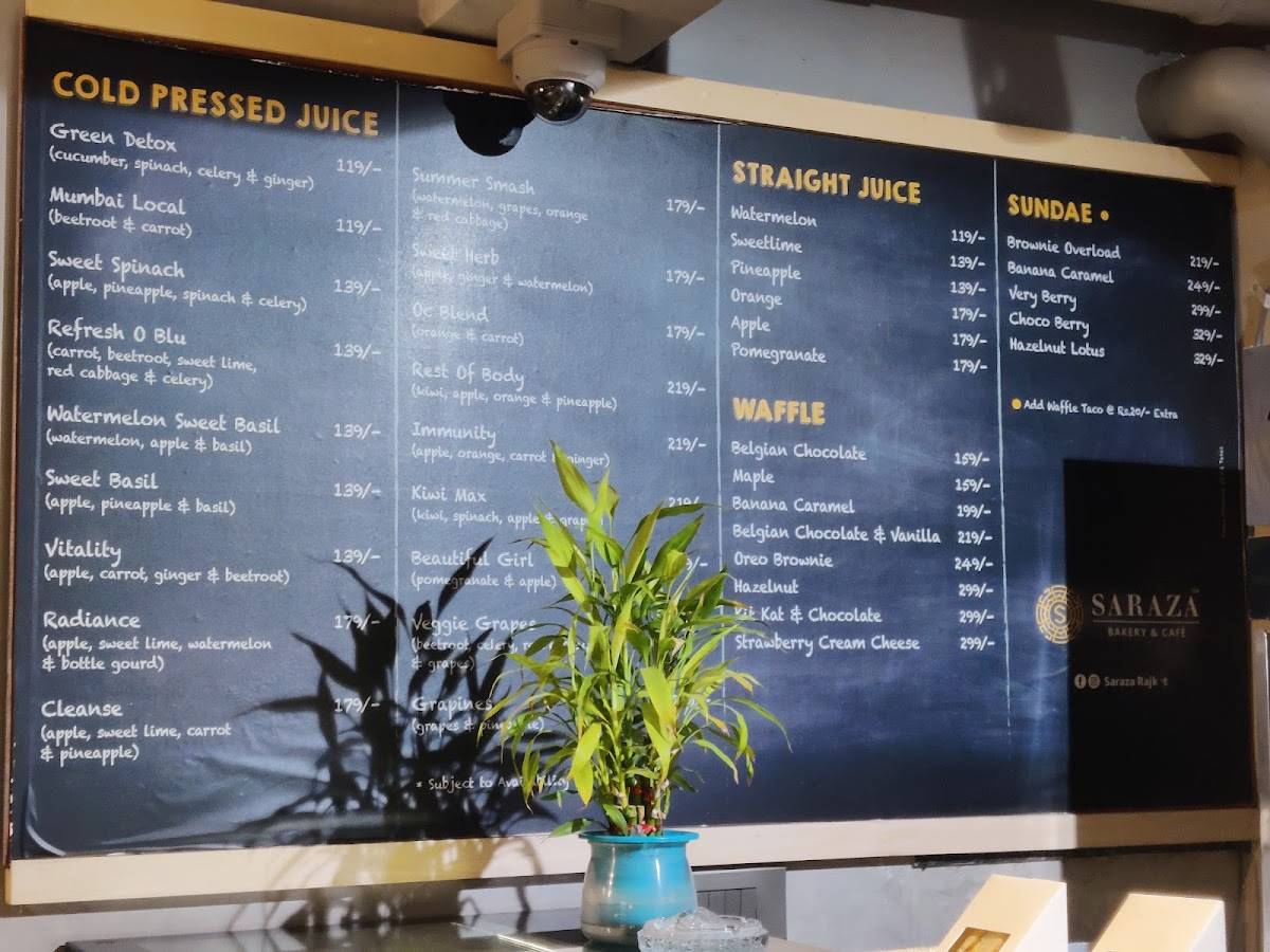 Menu at Saraza - Bakery & Cafe, Rajkot