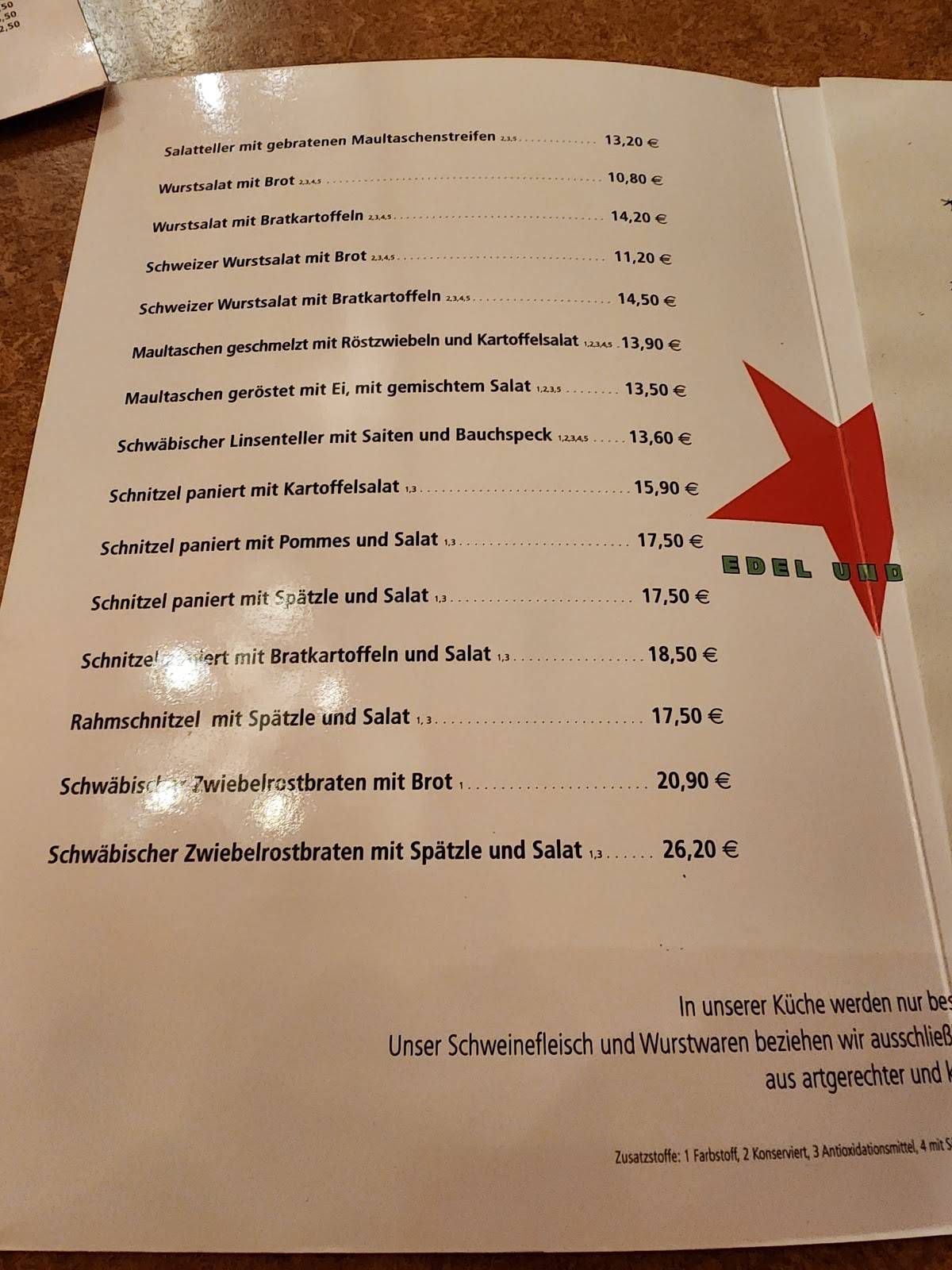 Speisekarte von Schlesinger Int. restaurant, Stuttgart