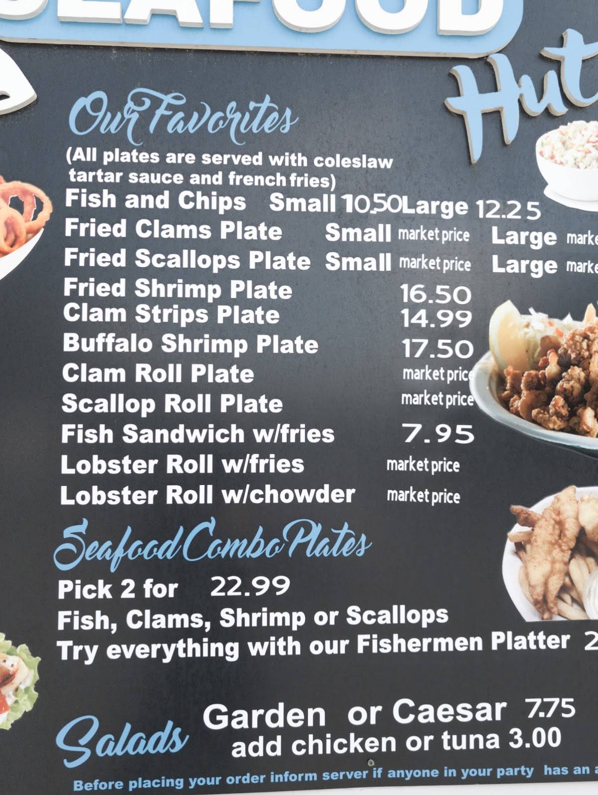 Menu at Seafood Hut restaurant, Acushnet, 2 S Main St