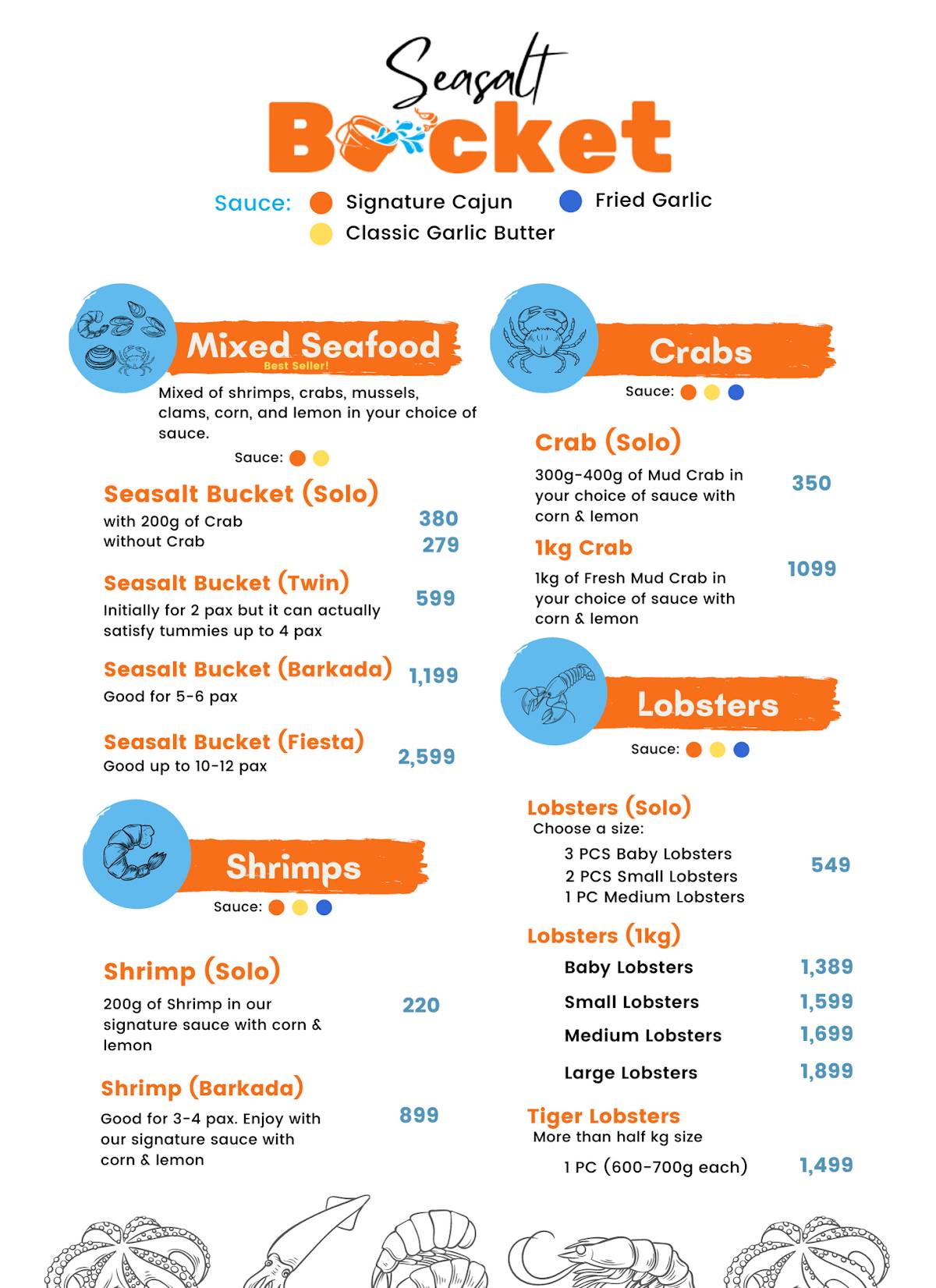 Menu at Seasalt Bucket- Le Village Lifestyle Park restaurant, Quezon City