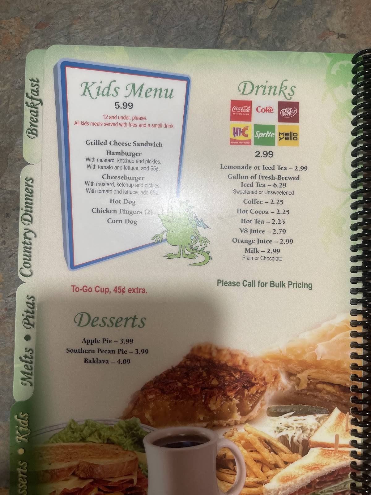 Menu at Seneca Family Restaurant, Seneca, 515 By Pass 123