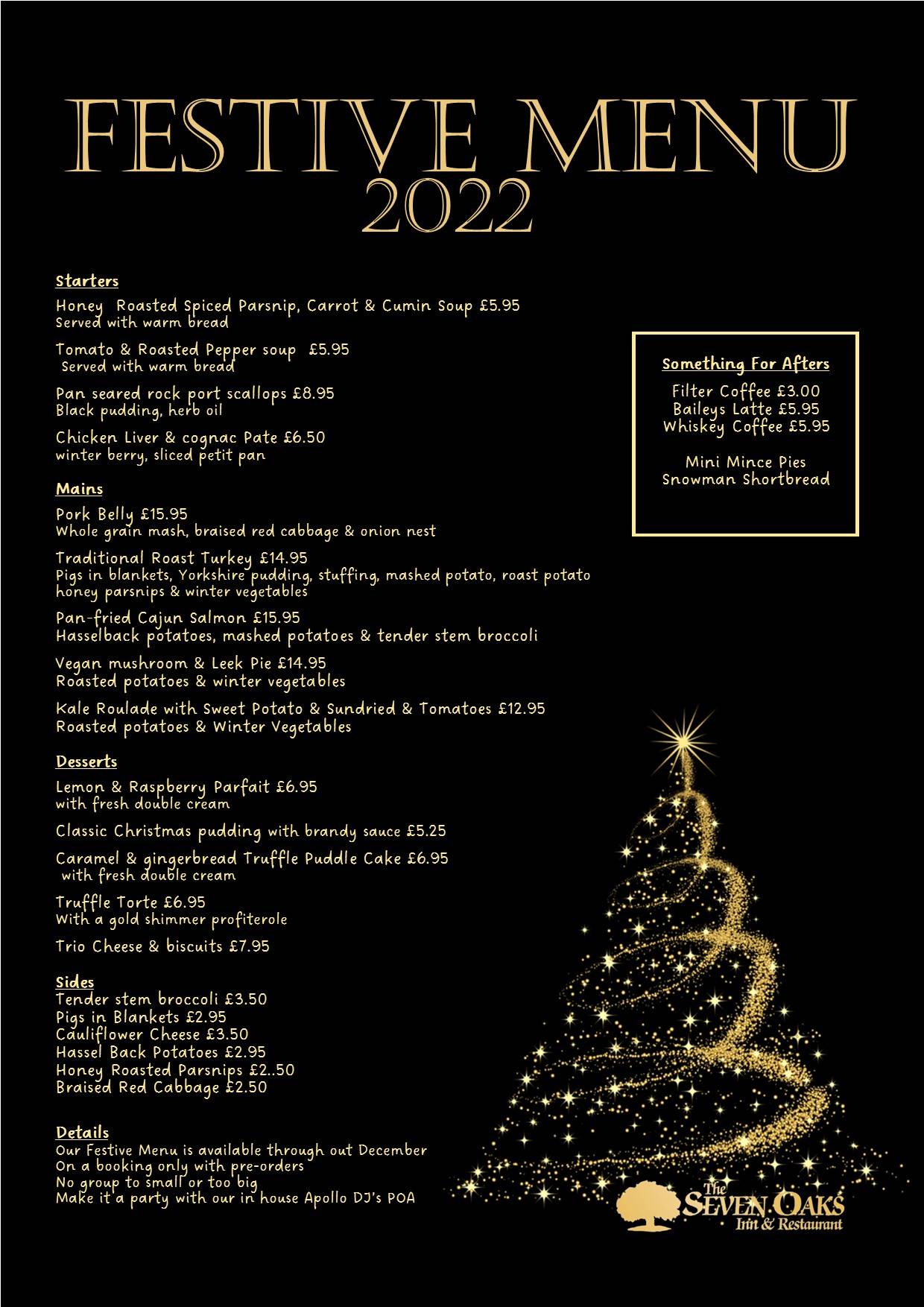 Menu at Seven Oaks Inn pub & bar, Ilkeston, Lows Ln