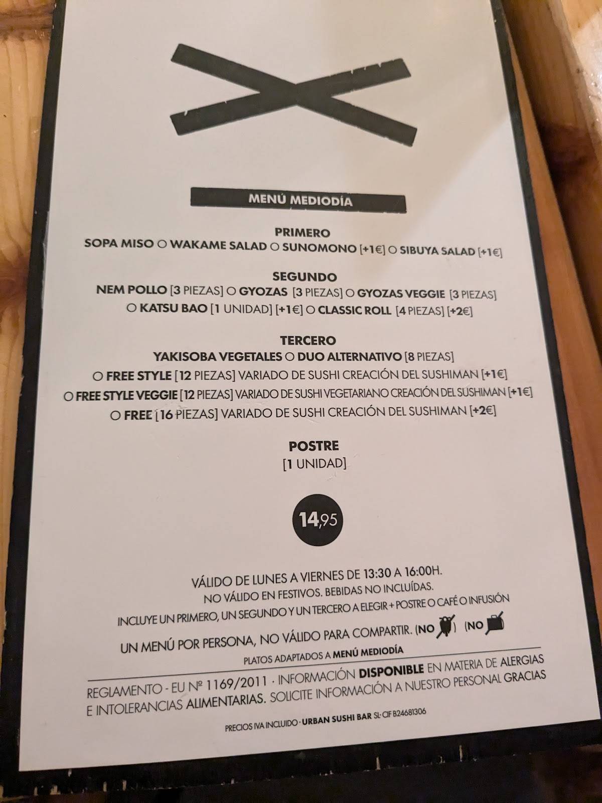 Carta de Sibuya Urban Sushi Bar León, León