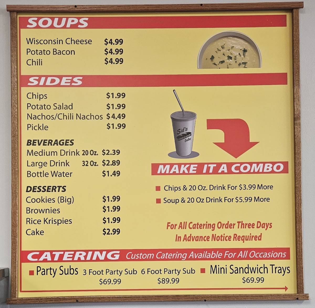 Menu at Sid's Deli & Subs, Lincoln