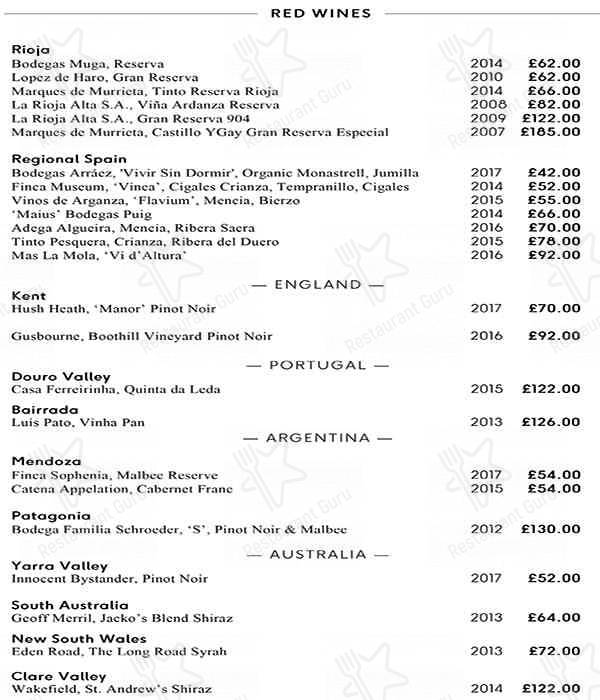 Menu at Simpson's in the Strand restaurant, London