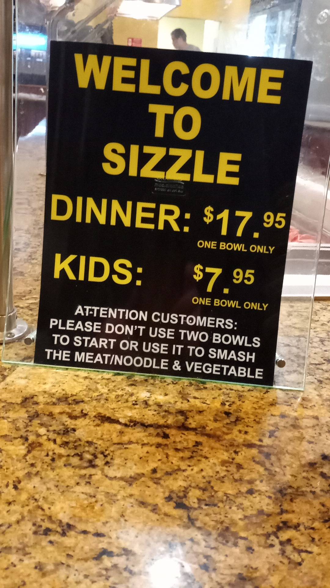 Menu at Sizzle Mongolian BBQ, Rocklin