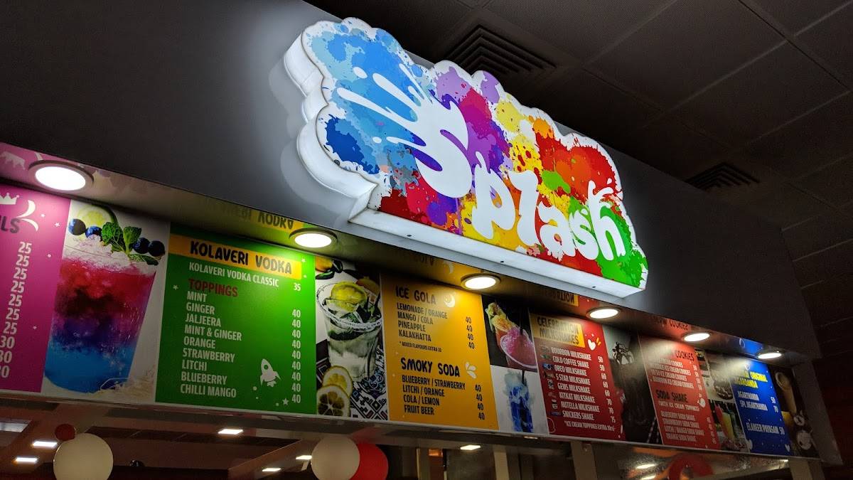 Menu at Splash, Chennai, X6PW+78P