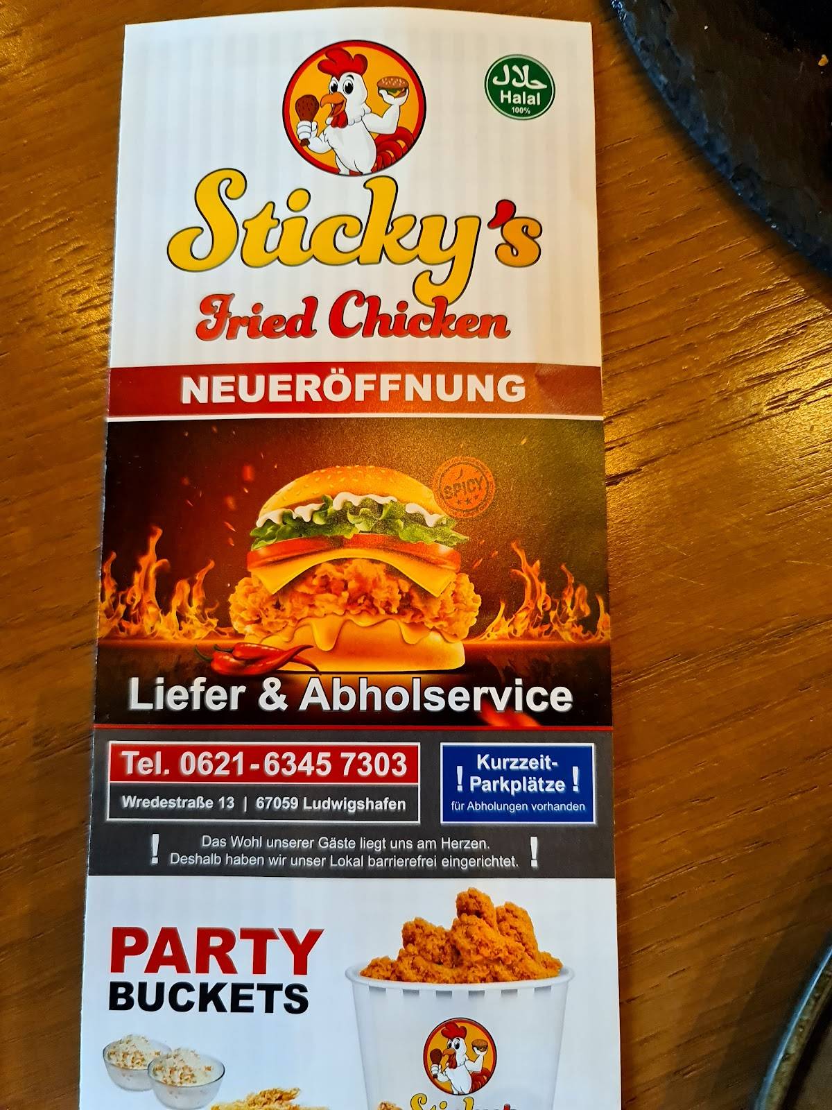 Speisekarte von Sticky's Fried Chicken (Halal) Ludwigshafen am Rhein ...