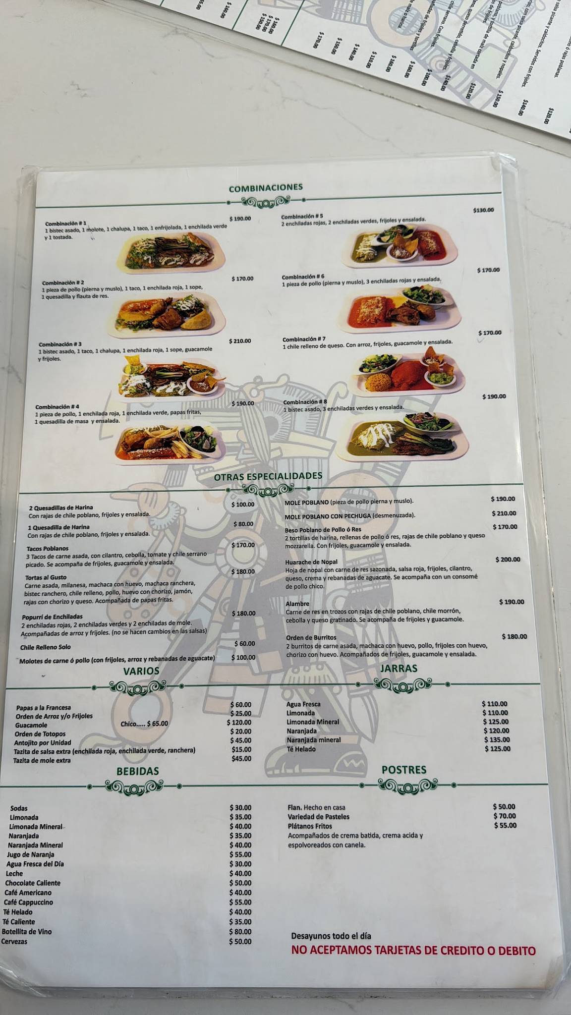 Menu at Super Antojitos restaurant, Tijuana, P.º de los Héroes No. 96