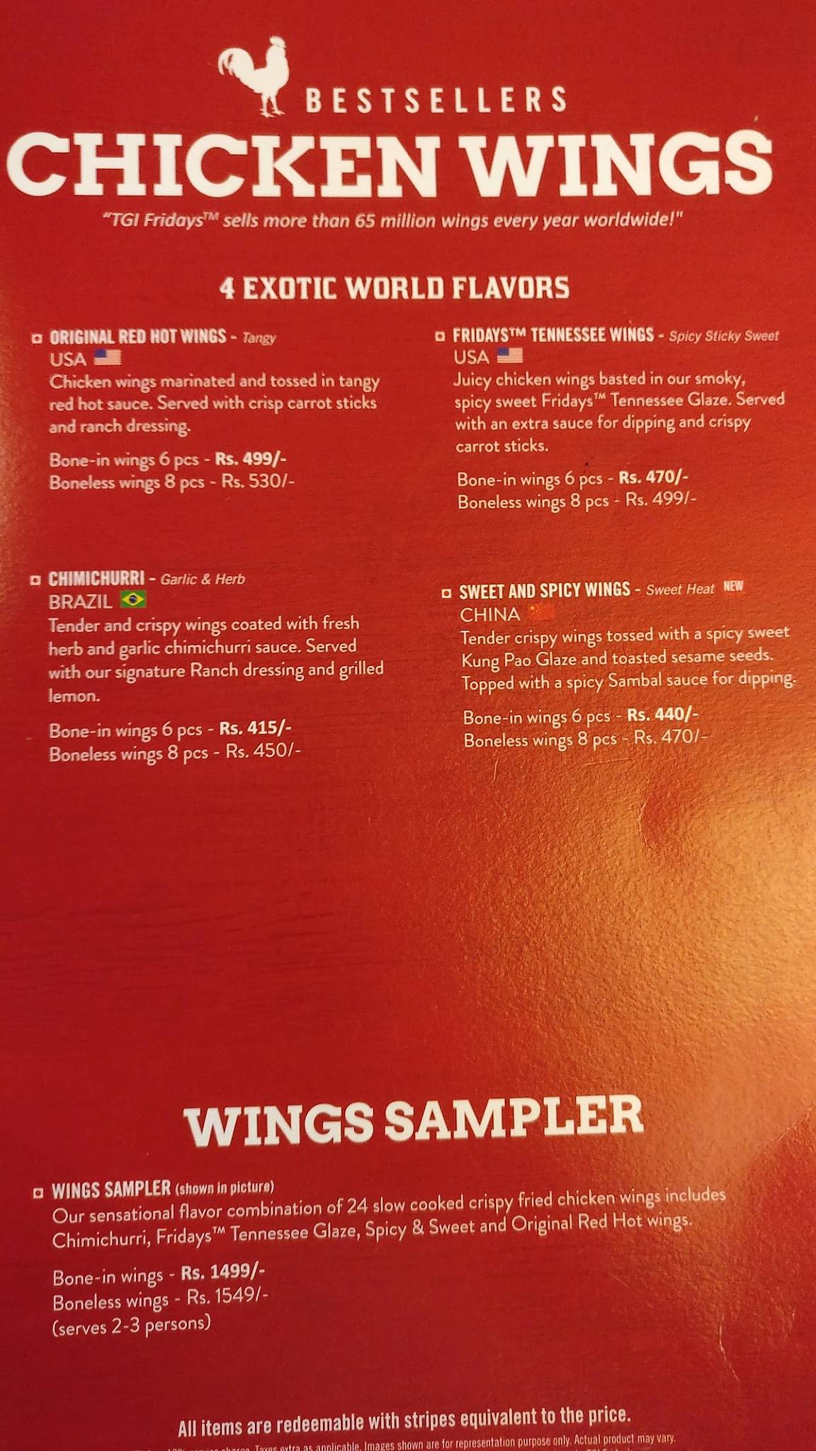 Menu at TGIF, Mumbai, 2