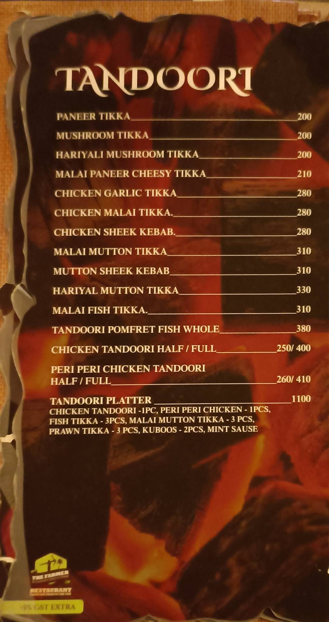 Menu at THE FARMER RESTAURANT, Padur