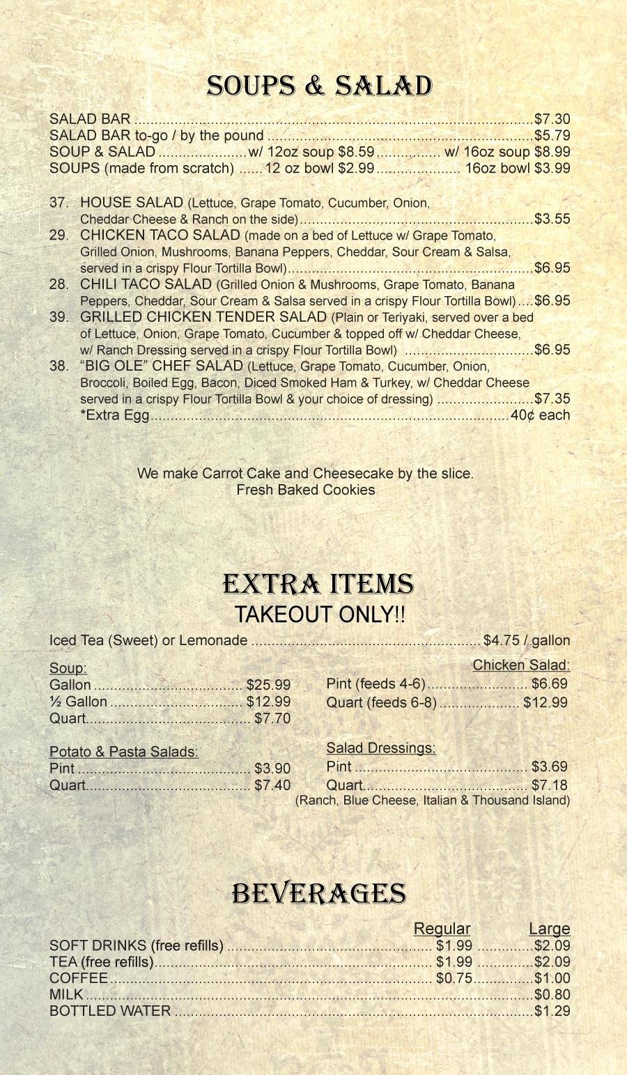 Menu at TJ's Deli & Grill restaurant, Winston-Salem, Country Club Rd