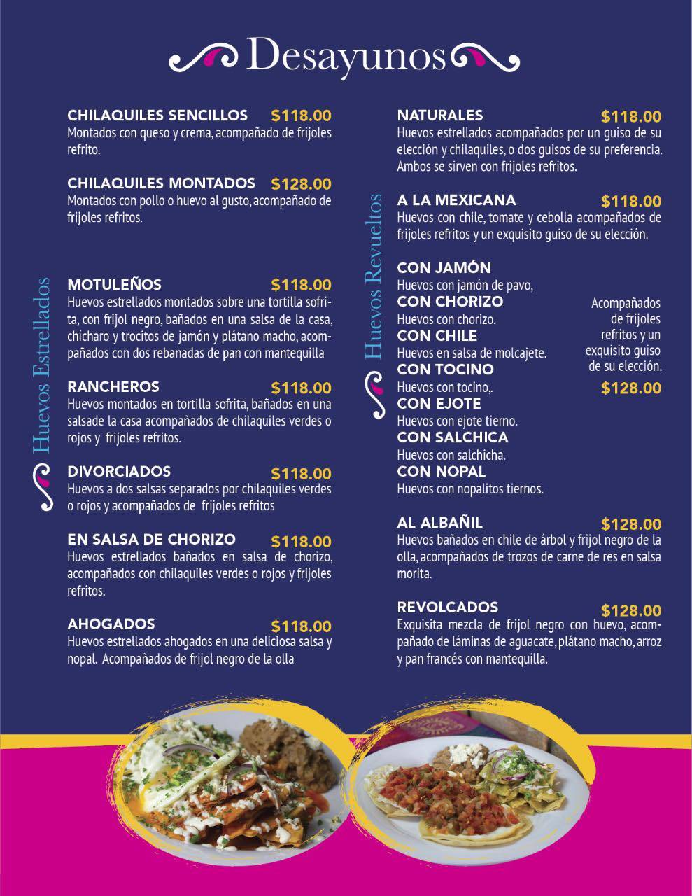 Carta de Talavera Café and Grill, Piedras Negras