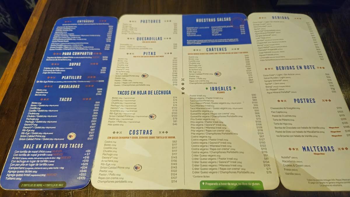 Carta del restaurante Taquería El Califa, Ciudad del México, Av. P.º ...
