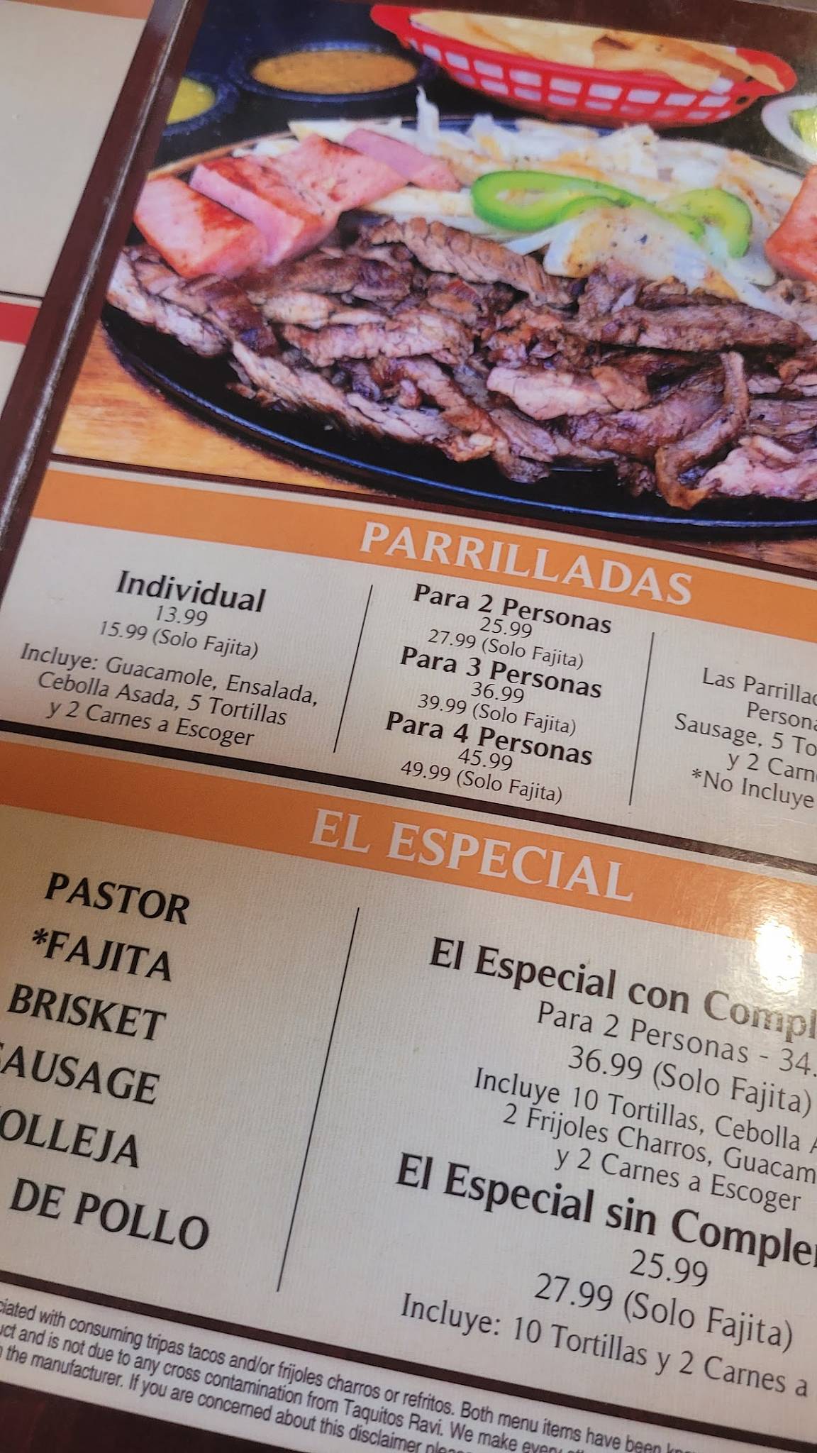 Menu at Taquitos Ravi Restaurant Shiloh, Laredo, 414 Shiloh Dr UNIT 2