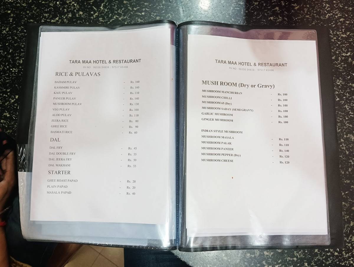 Menu at Tara Maa Restaurant, Vellore