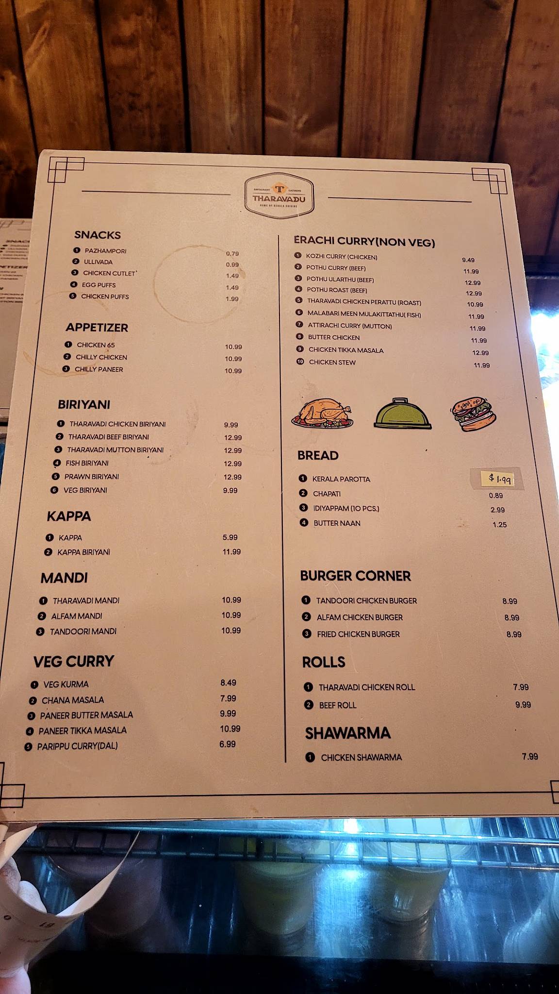 Carta del restaurante Tharavadu Home Of Kerala Cuisine, Toronto