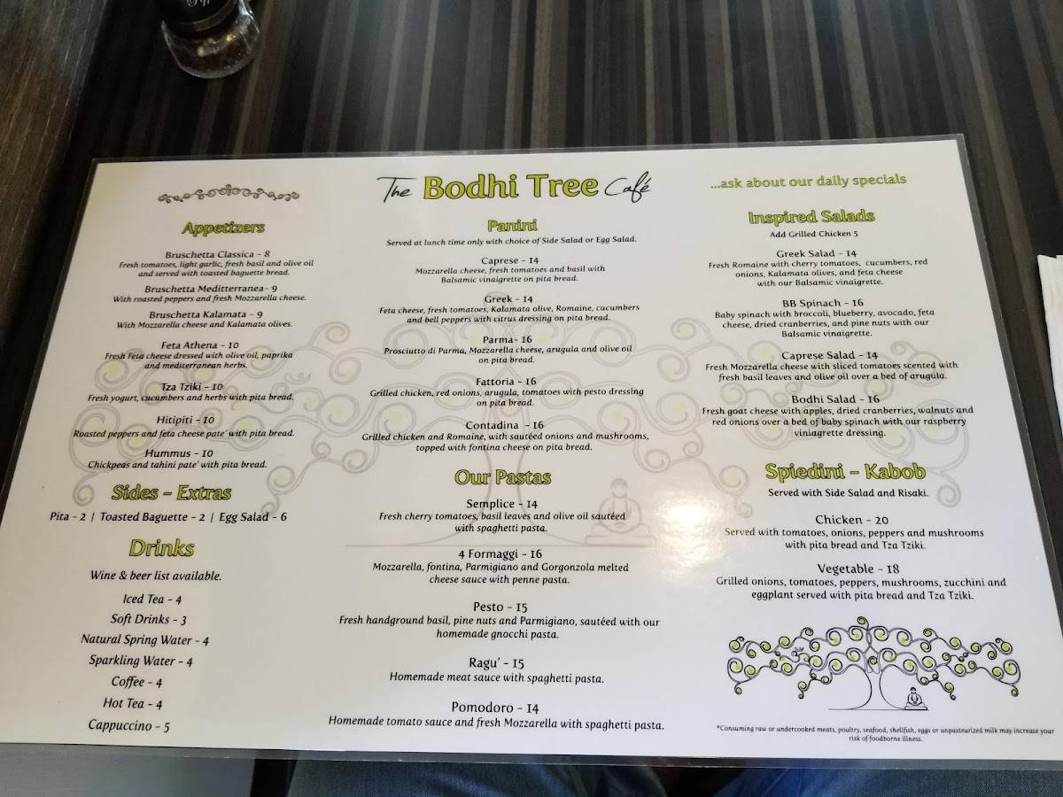 Menu at The Bodhi Tree Café restaurant, Sarasota