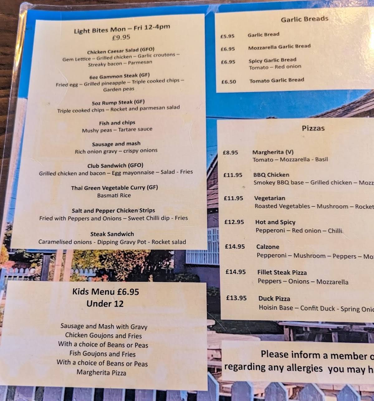 Menu at The Clifton at Warton restaurant, Freckleton