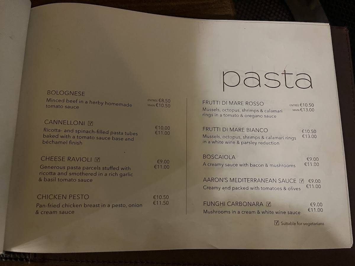 Menu at The Fat Rabbit restaurant, Nadur
