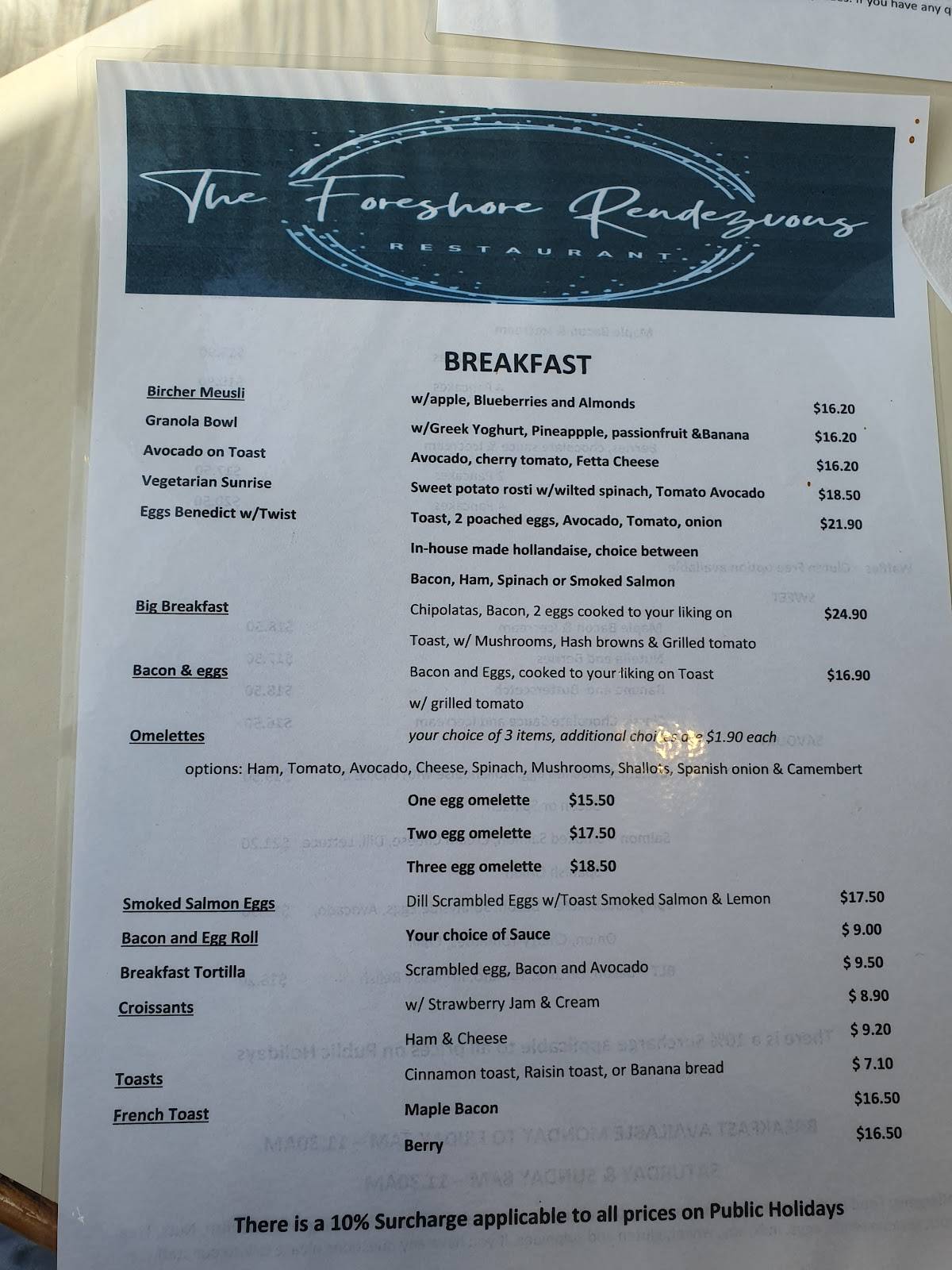 Menu at The Foreshore Rendezvous restaurant, Toronto