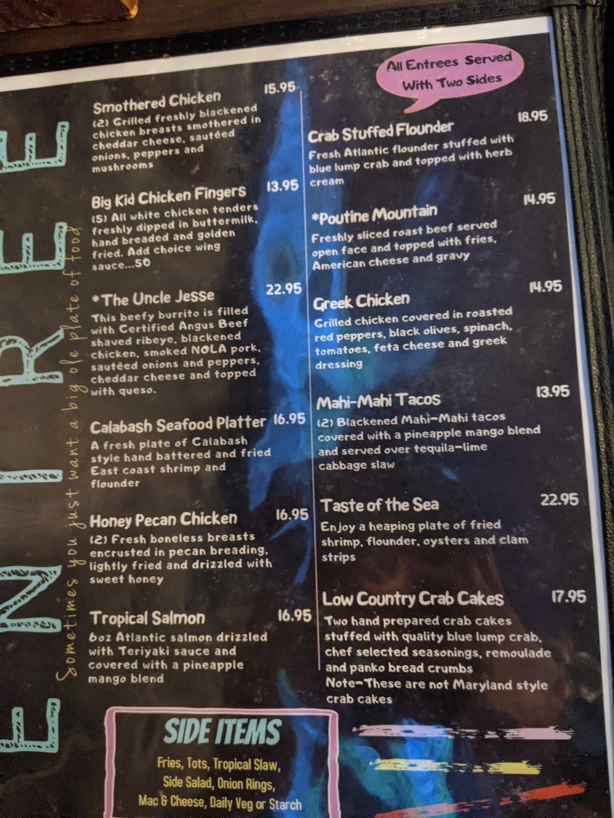 Menu at The Grumpy Monk Carolina Forest restaurant, Myrtle Beach