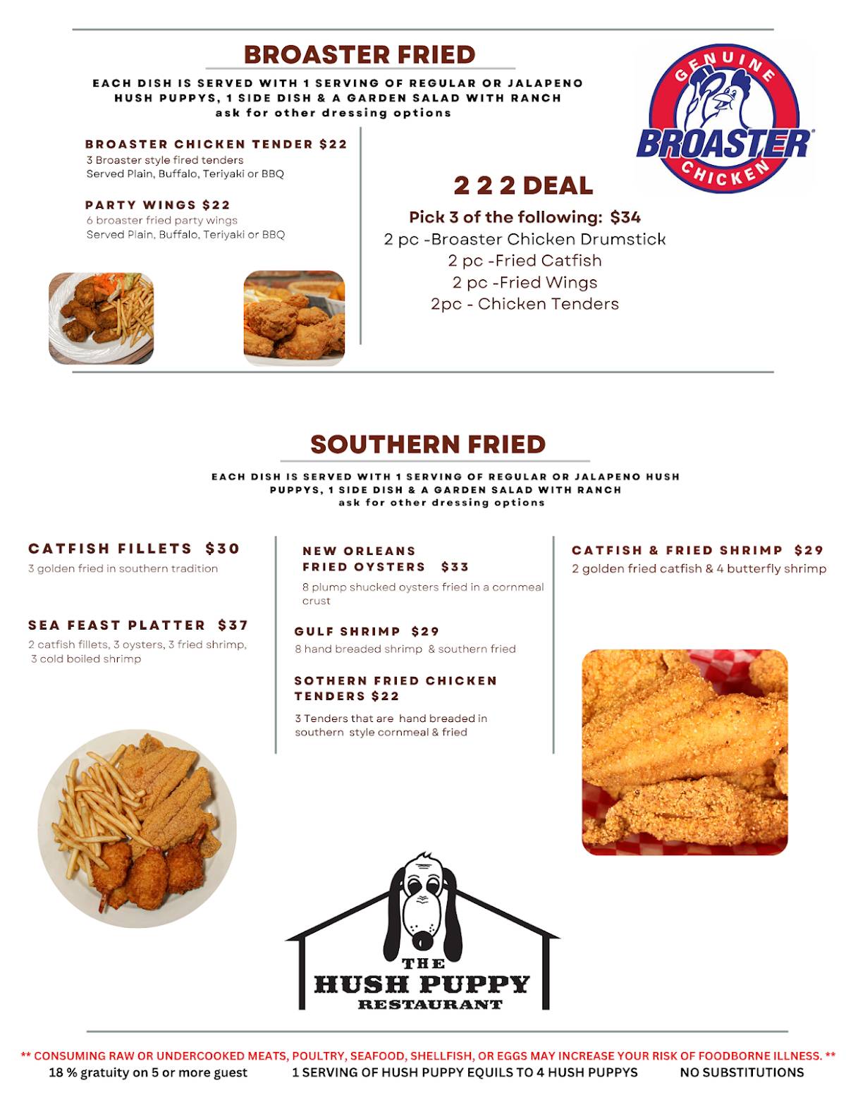 Menu at The Hush Puppy LV restaurant, Las Vegas, W Charleston Blvd